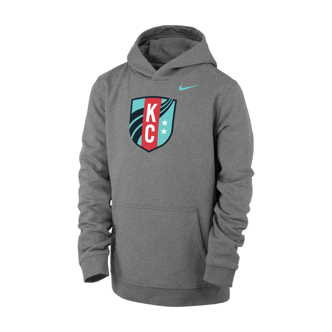 KC Current Youth Club Fleece Grey Logo Hoodie – Kansas City Current ...