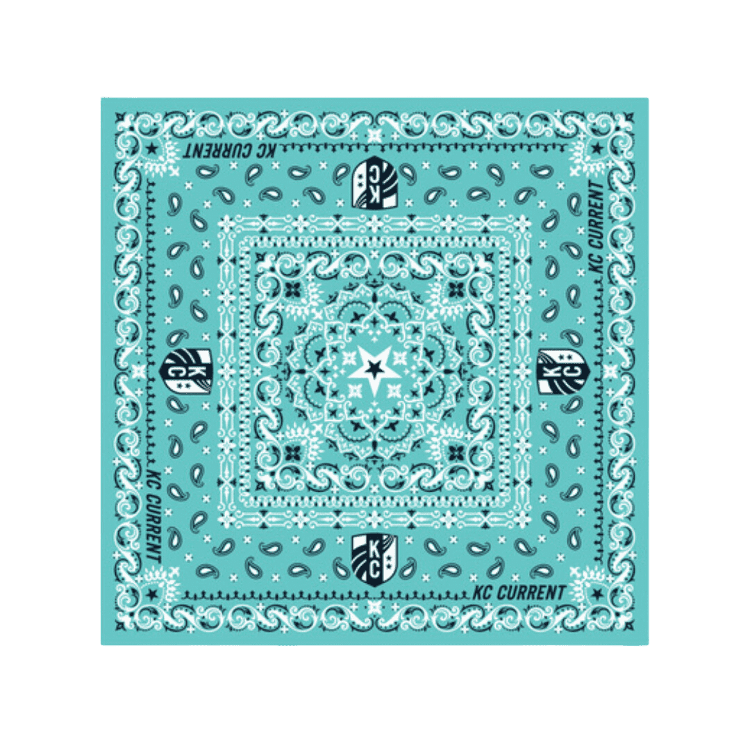 KC Current Teal Pattern Bandana – Kansas City Current Team Store